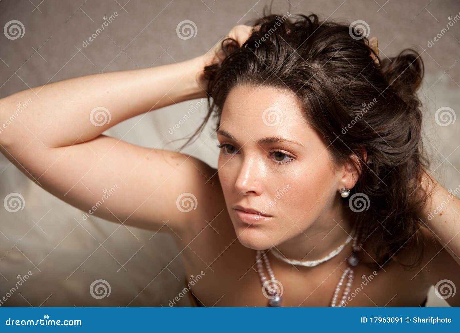 Beautiful Woman Looking Out in Expectation Stock Image - Image of young ...