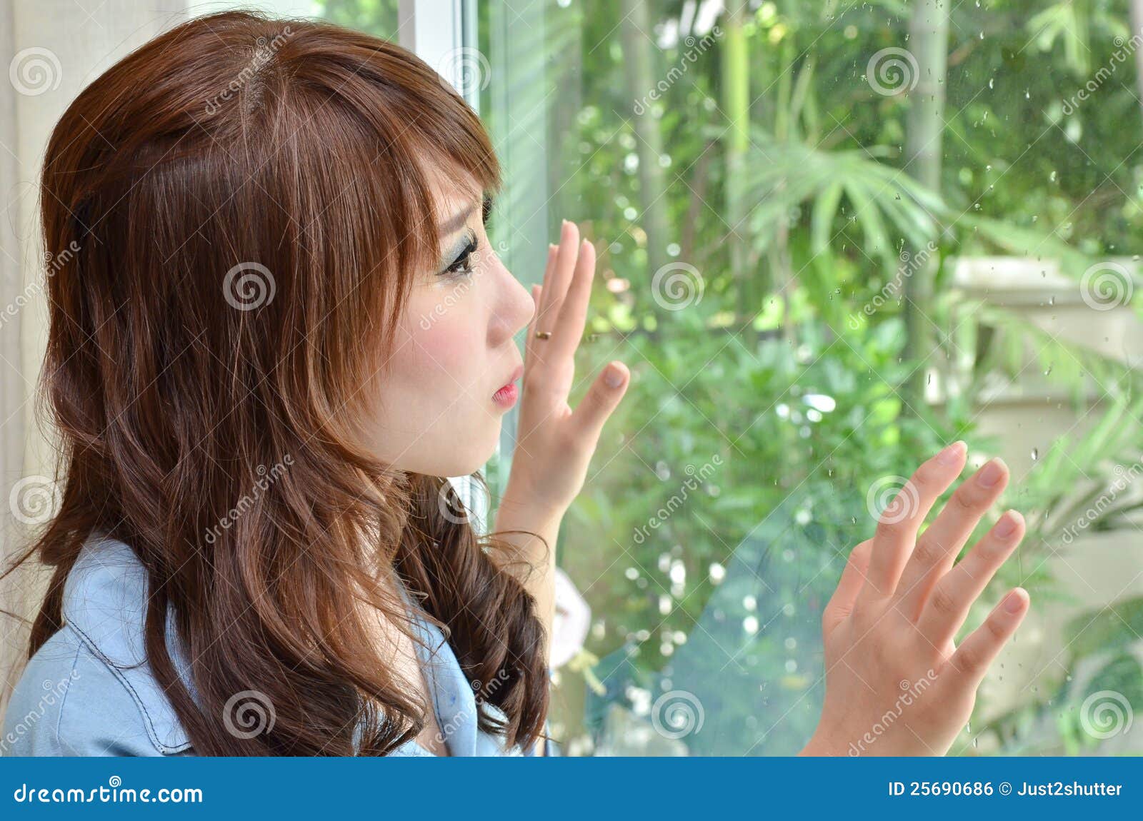 Beautiful Woman Looking Out of Window Stock Photo - Image of alone ...