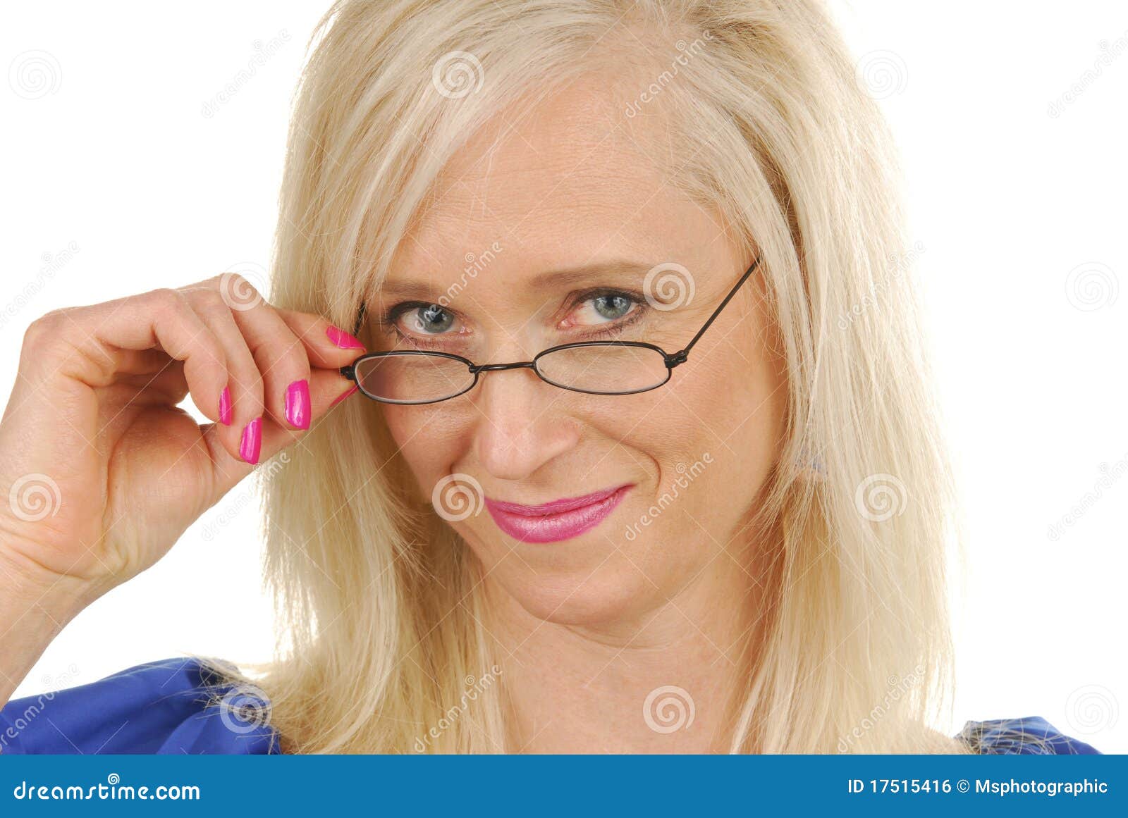 Beautiful Woman Looking Over Her Glasses Stock Photo - Image of ...