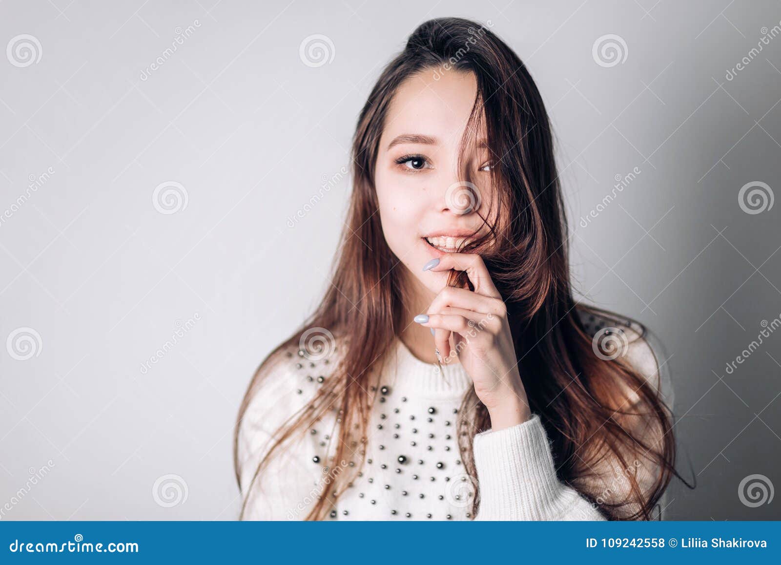 Beautiful Woman Looking with a Smile at the Camera Stock Photo - Image ...