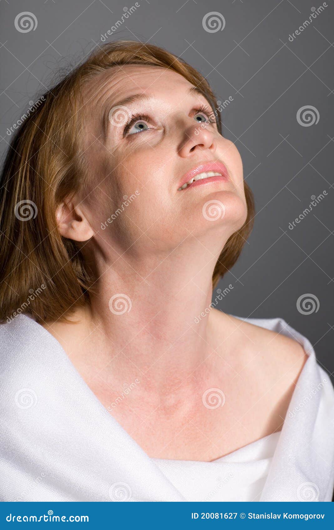 Beautiful woman looking up stock image. Image of closeup - 20081627