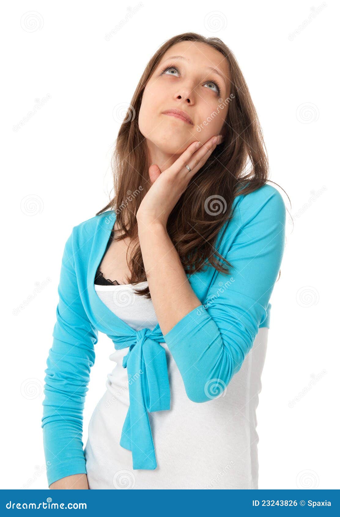 Beautiful woman looking up stock photo. Image of thinking - 23243826