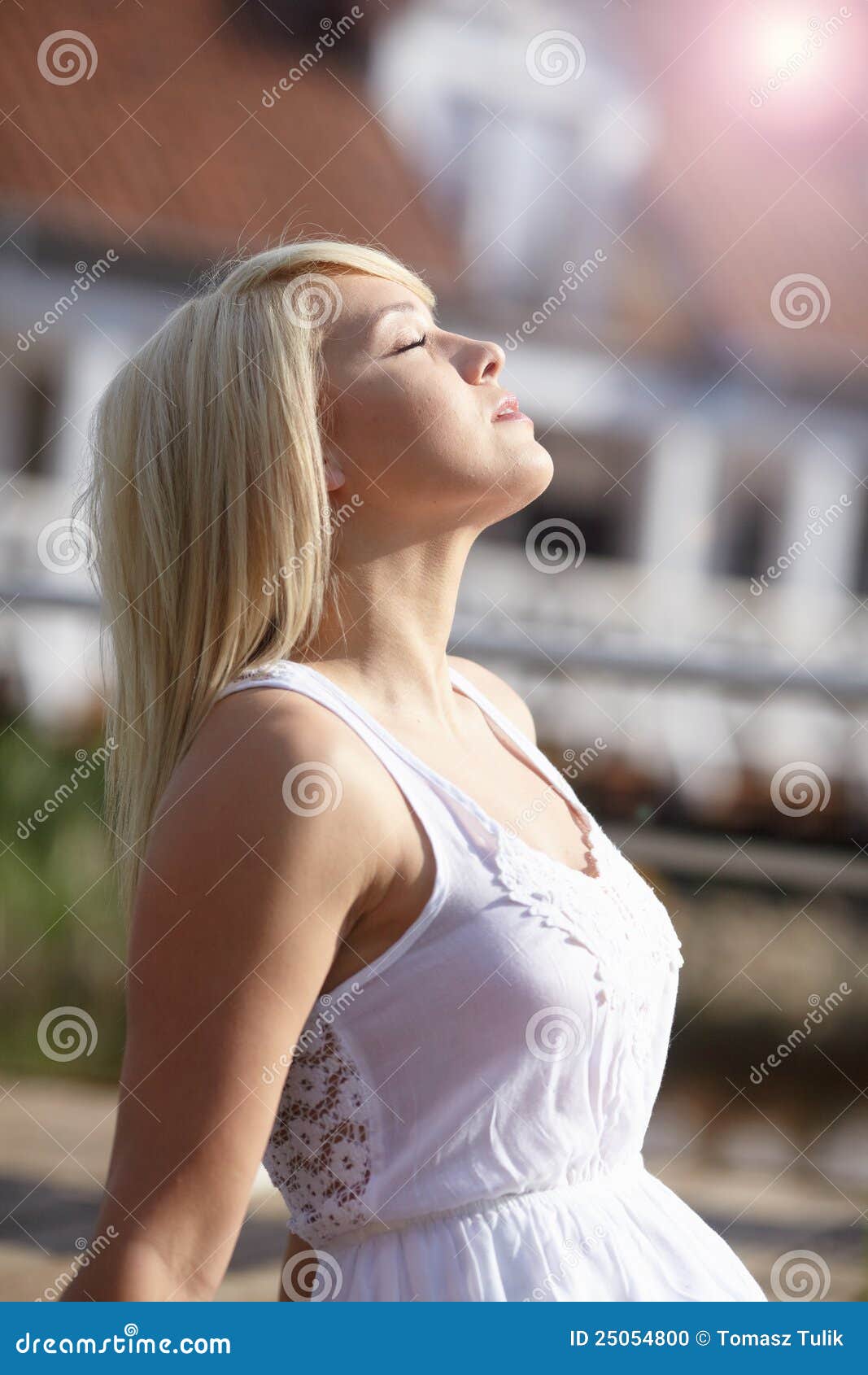 Beautiful woman looking up stock photo. Image of makeup - 25054800