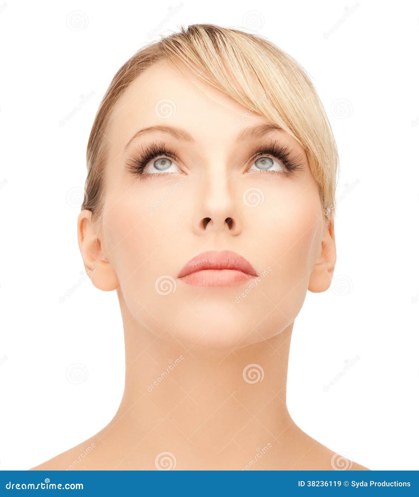 Beautiful woman looking up stock image. Image of makeup - 38236119