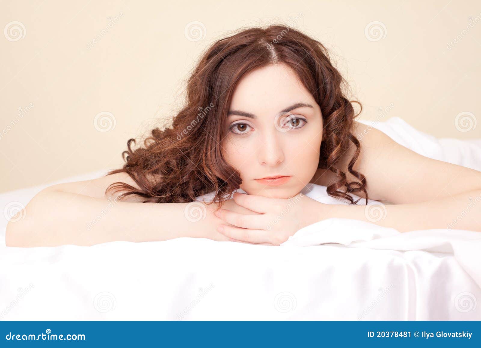 Beautiful Woman Lying on the Bed Stock Image - Image of lying, eyes ...