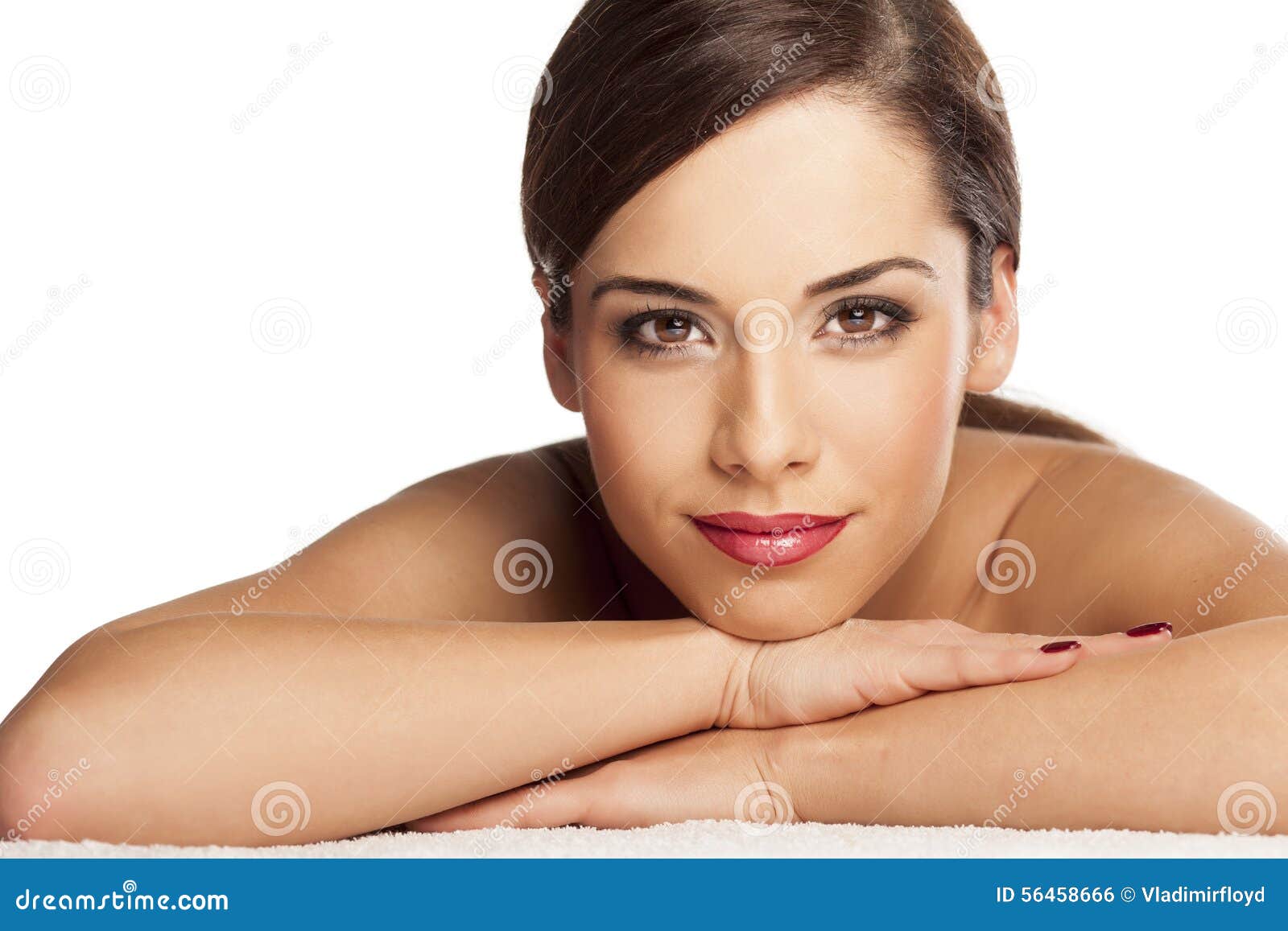 Beautiful woman lying stock photo. Image of brunette - 56458666