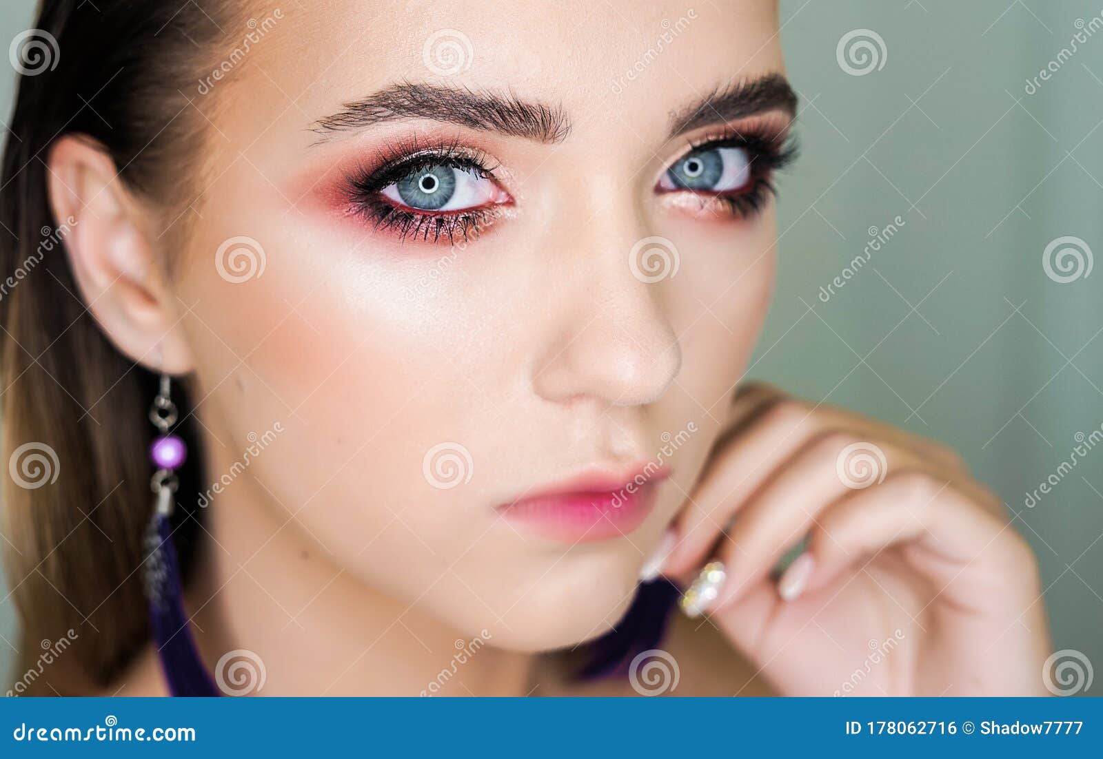 Beautiful Woman with Make-up Closeup Stock Photo - Image of elegance ...