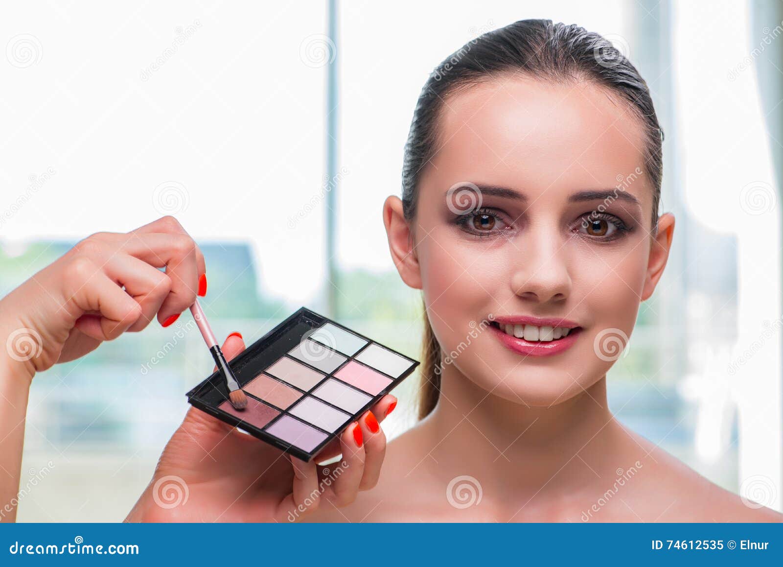 The Beautiful Woman during Make-up Cosmetics Session Stock Image ...