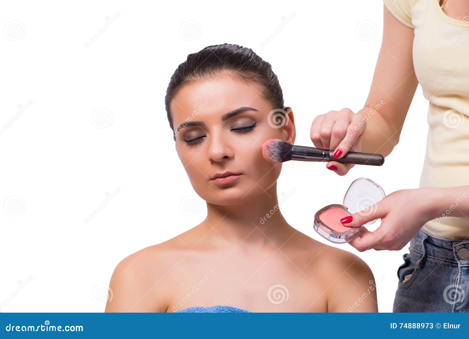 The Beautiful Woman during Make-up Cosmetics Session Stock Image ...