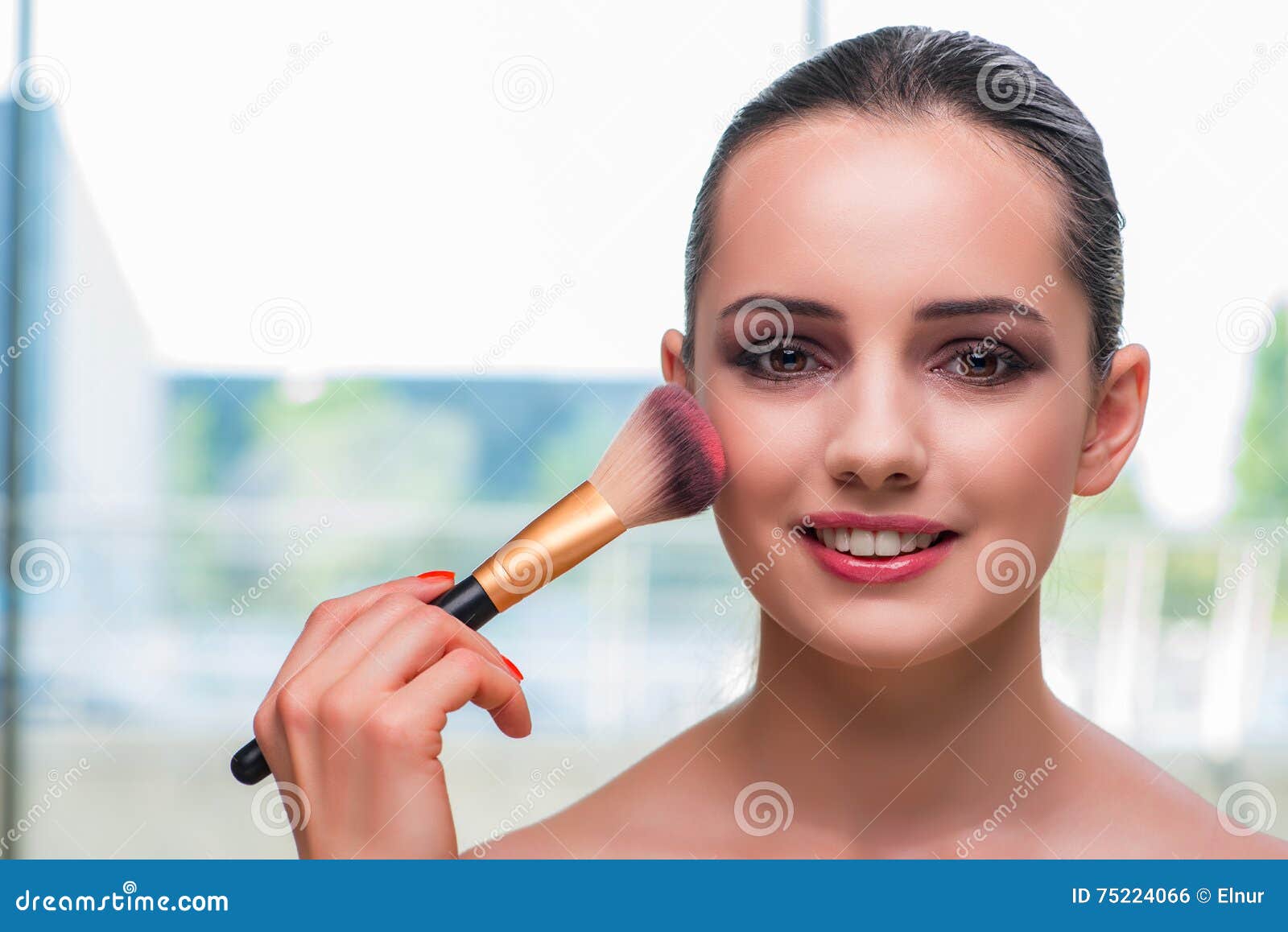 The Beautiful Woman during Make-up Cosmetics Session Stock Photo ...