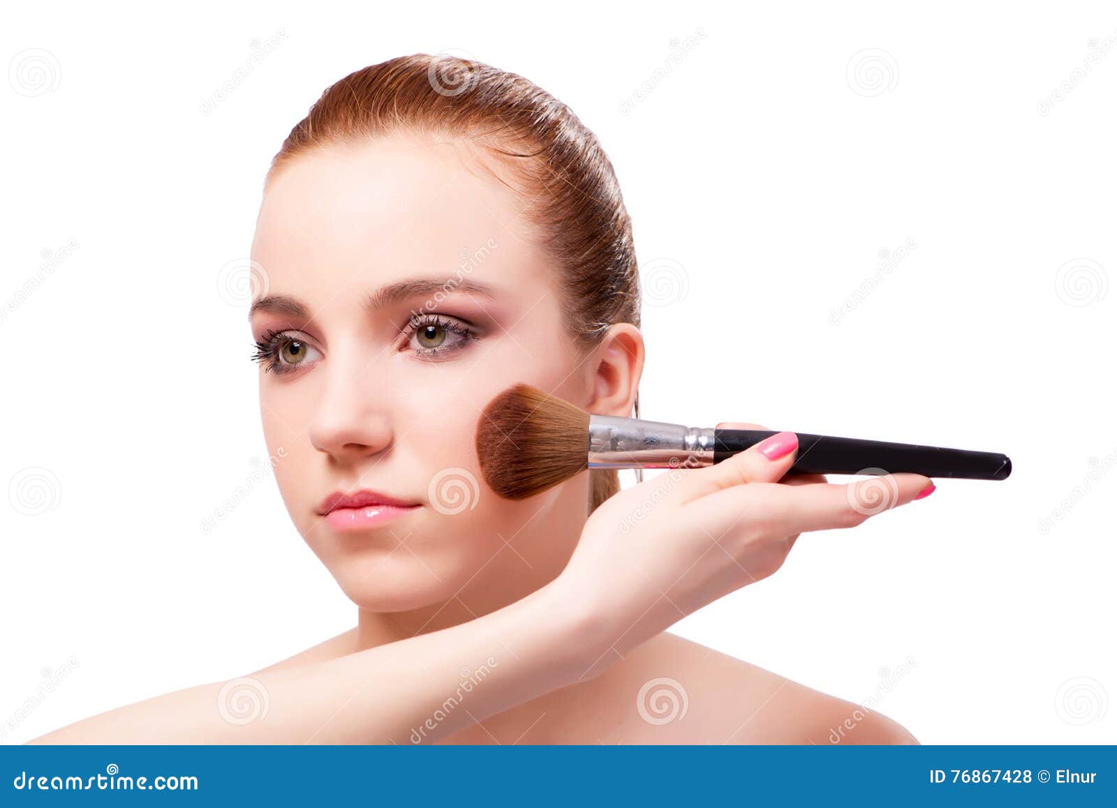 The Beautiful Woman during Make-up Cosmetics Session Stock Photo ...