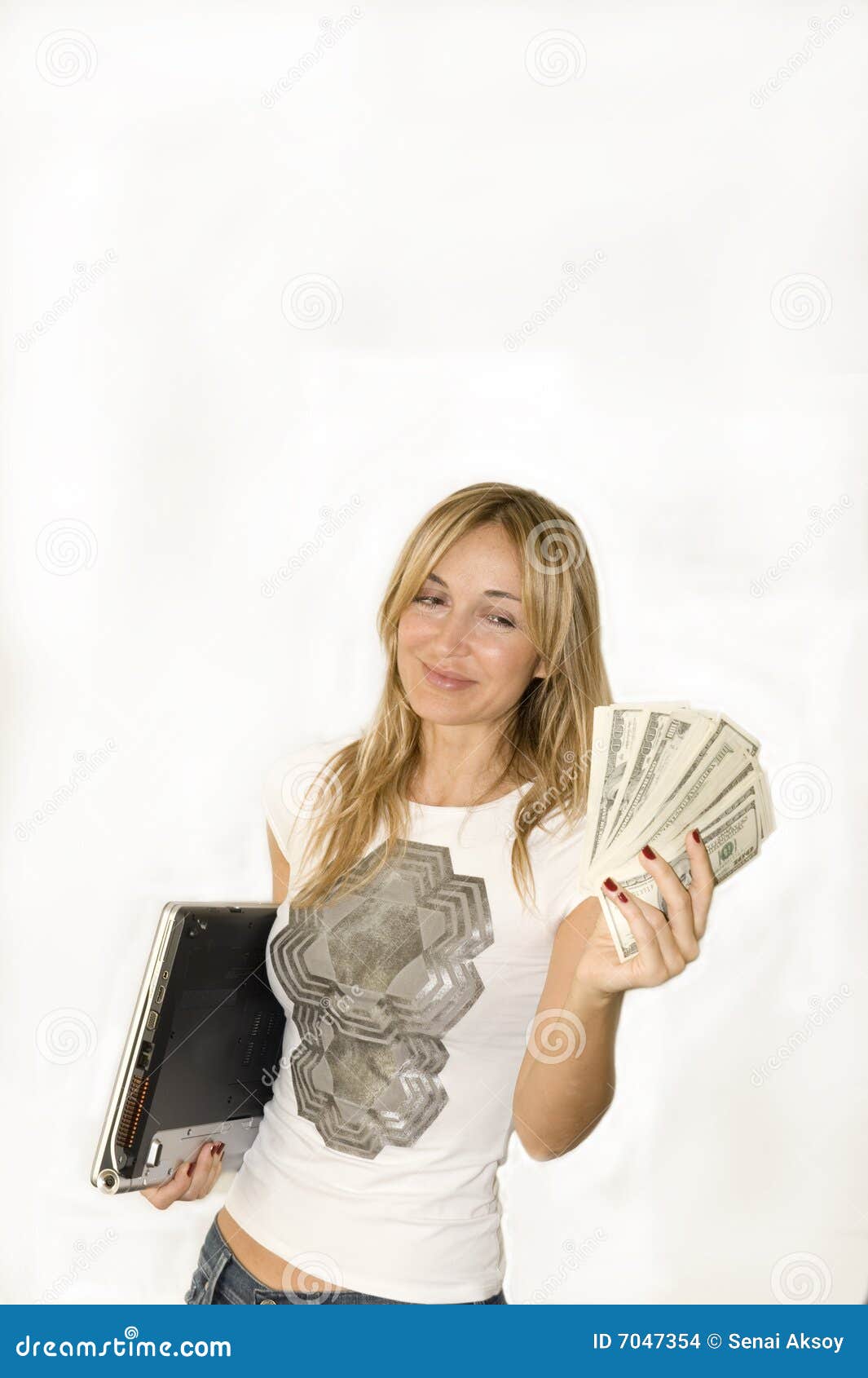 Beautiful Woman Makes Money Stock Photo - Image of copy, monetary: 7047354