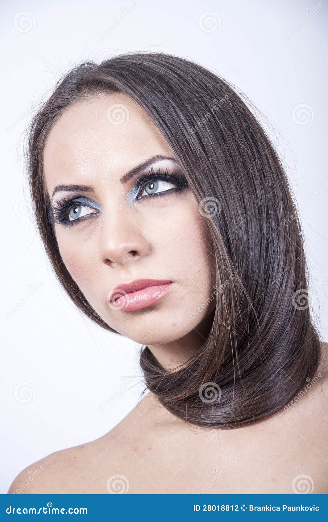 Beautiful Woman with Makeup Stock Photo - Image of blue, cool: 28018812