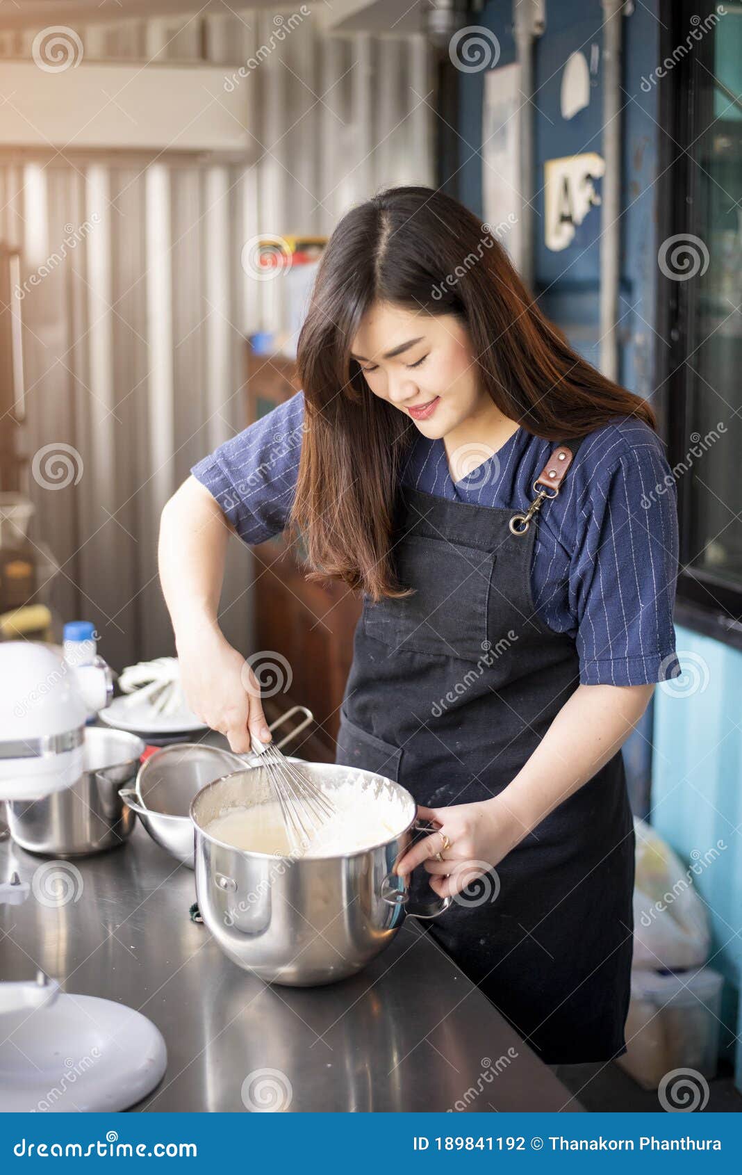 Beautiful Woman is Making Bakery Stock Photo - Image of caucasian, food ...