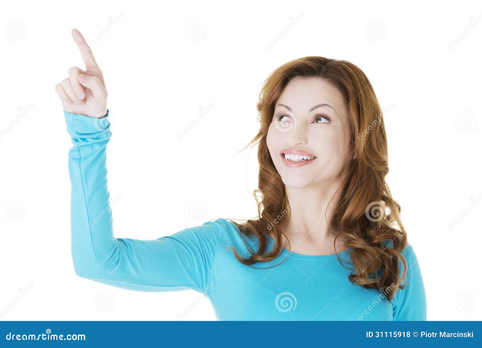 Beautiful Woman Making Choose on Abstract Screen Stock Photo - Image of ...