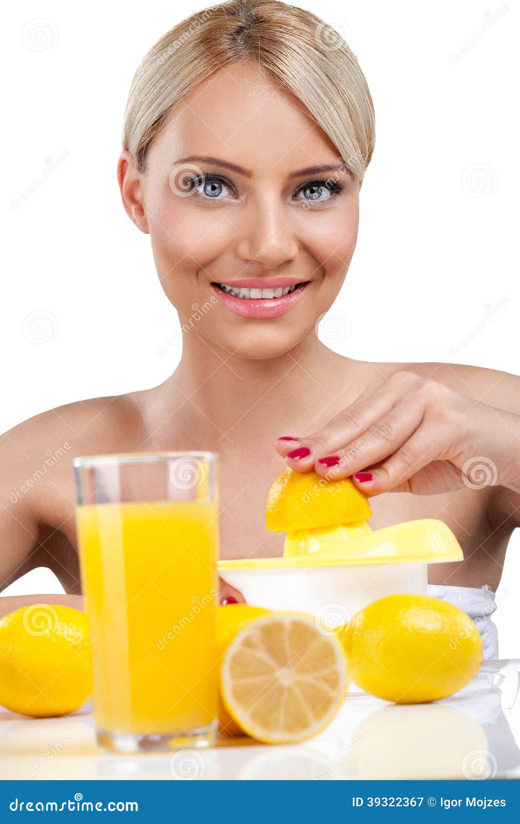 Beautiful Woman Making Lemonade Stock Image - Image of happy, diet ...