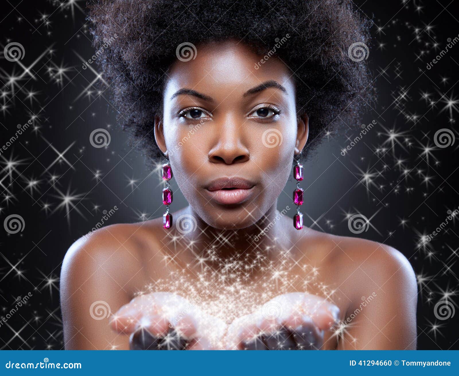 Beautiful Woman Making Magic Stock Photo - Image of blink, dark: 41294660
