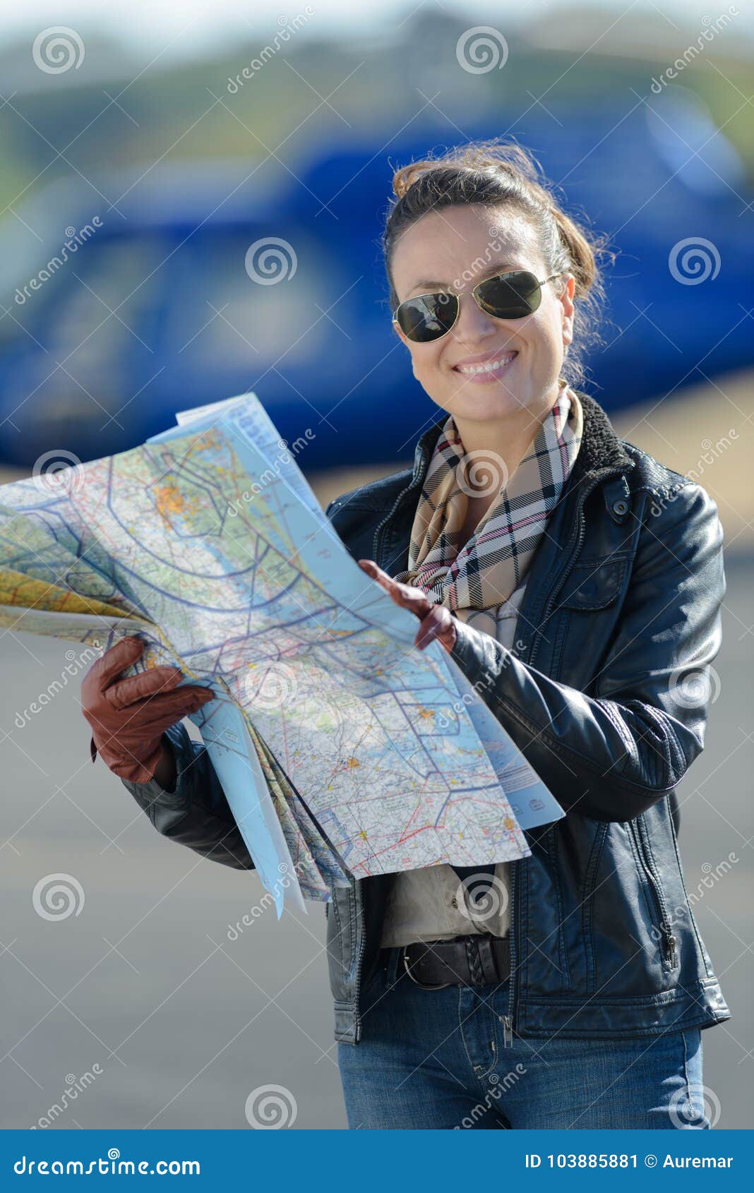 Beautiful woman with map stock image. Image of holiday - 103885881