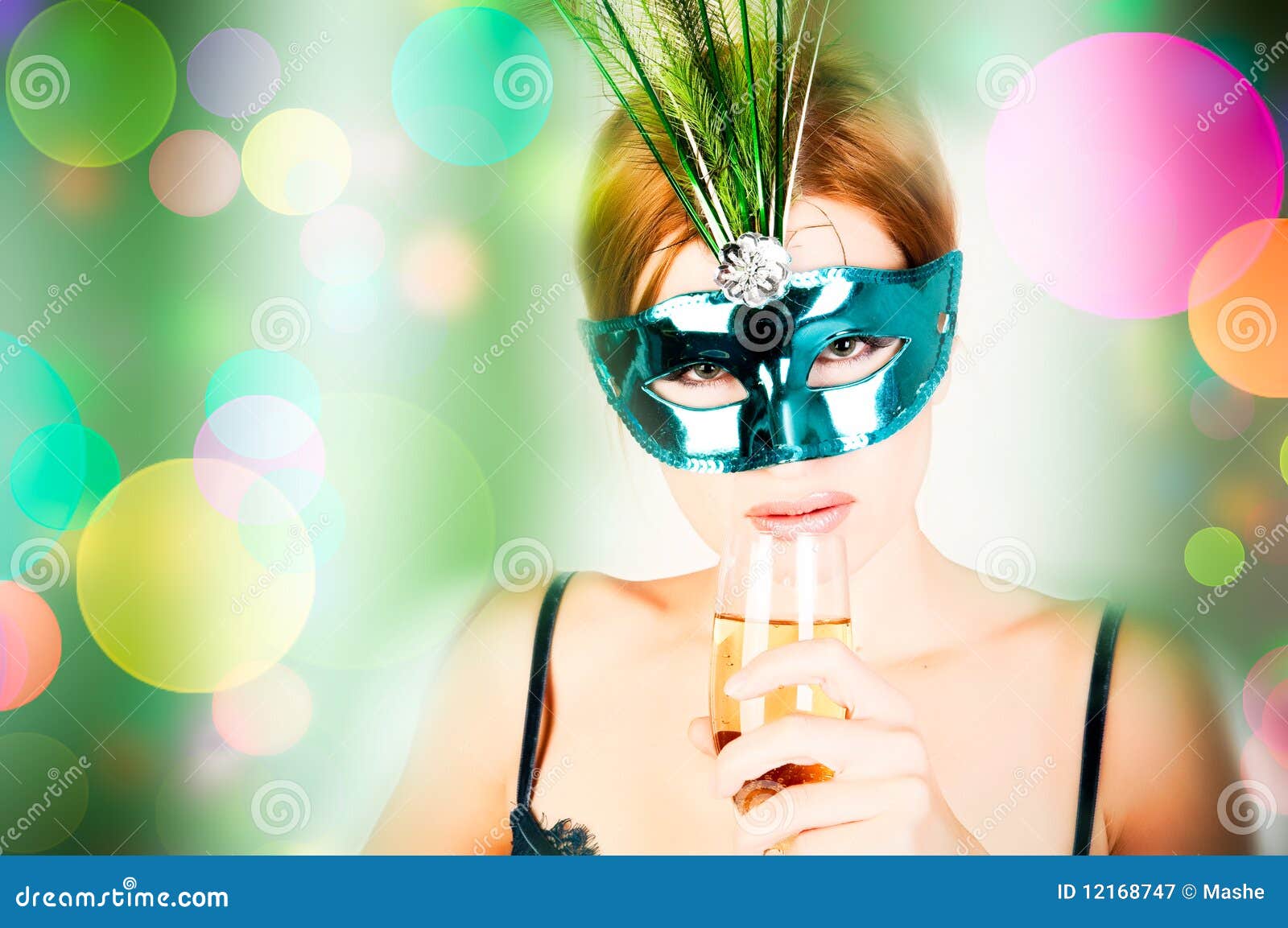 Beautiful woman with mask stock image. Image of glass - 12168747