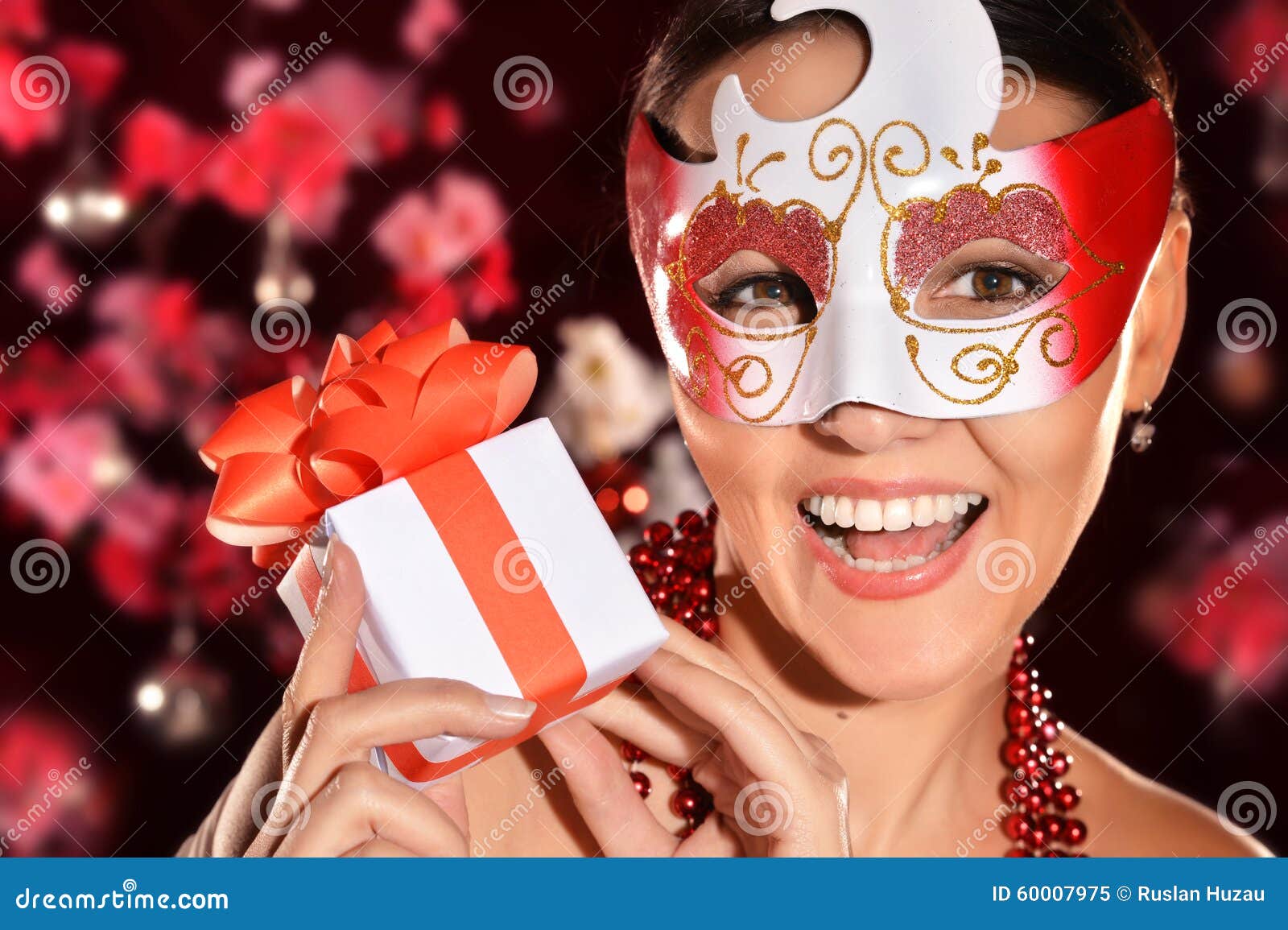 Beautiful woman in mask stock image. Image of gift, interior - 60007975
