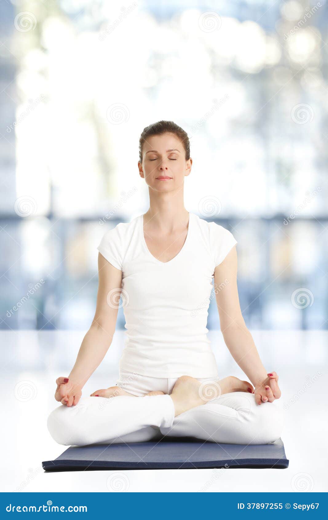 Beautiful woman meditating stock image. Image of health - 37897255