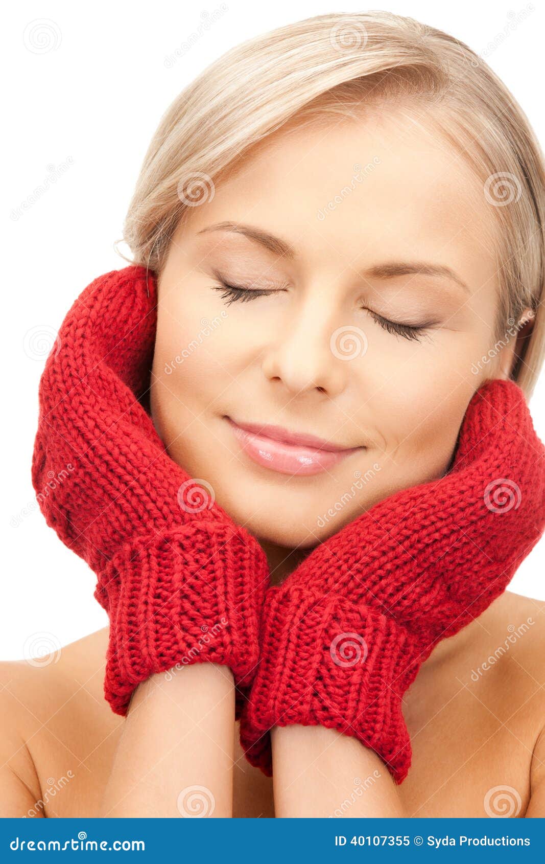 Beautiful woman in mittens stock image. Image of gorgeous - 40107355