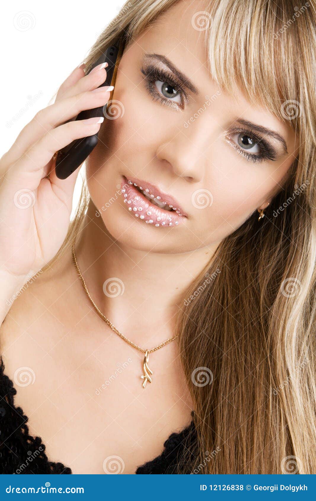 Beautiful Woman with a Mobile Phone Stock Photo - Image of lips, lady ...