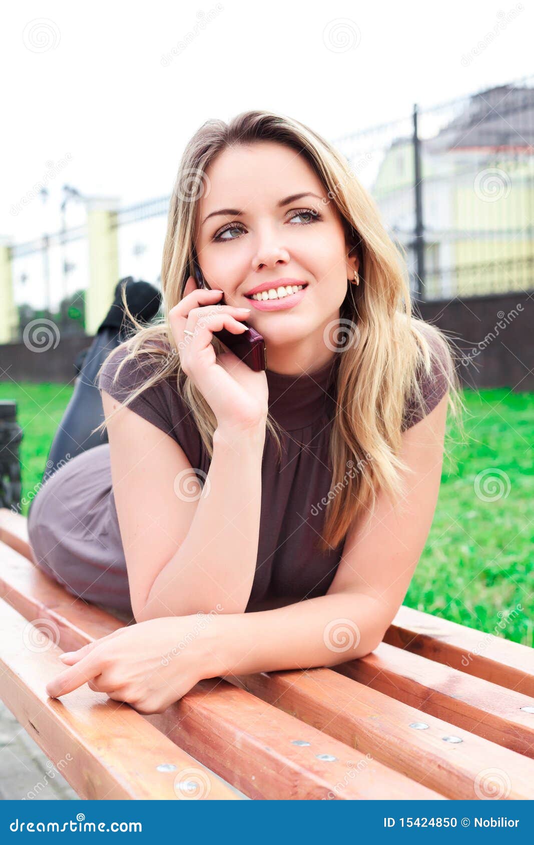 Beautiful Woman with Mobile Phone Stock Photo - Image of cheerful ...