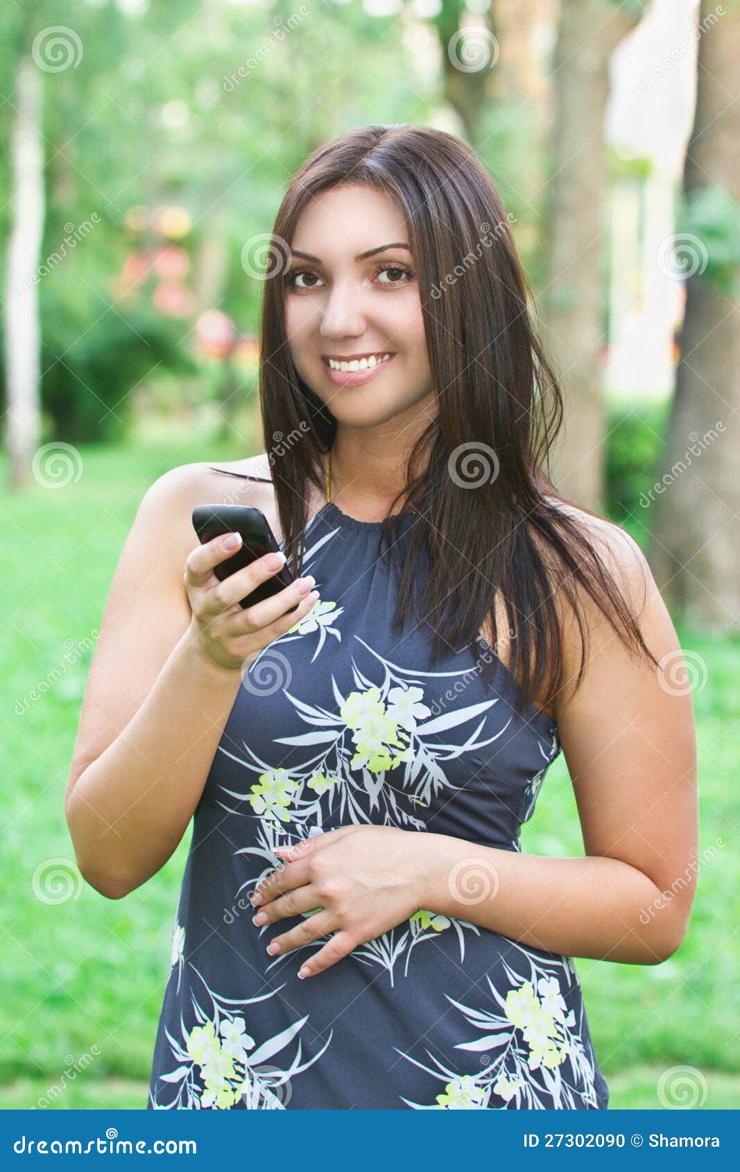 Beautiful Woman with a Mobile Phone Stock Photo - Image of natural ...