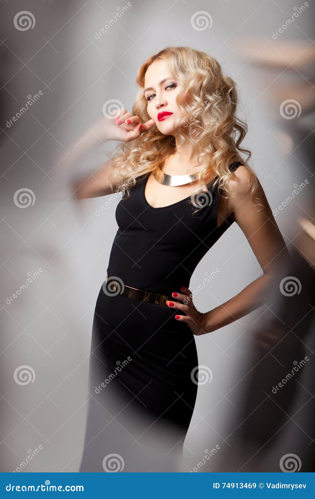 Beautiful Woman Model Posing in Elegant Dress Stock Image - Image of ...