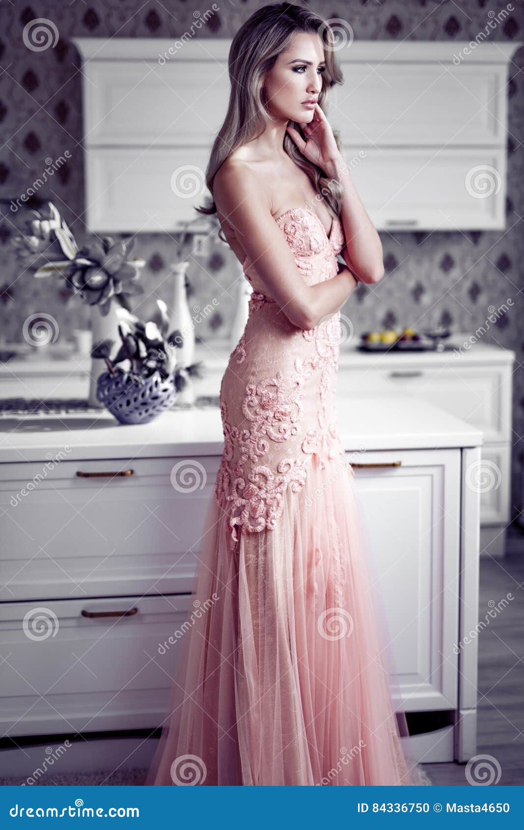 Beautiful Woman in Modern Home Stock Photo - Image of glamour, pretty ...