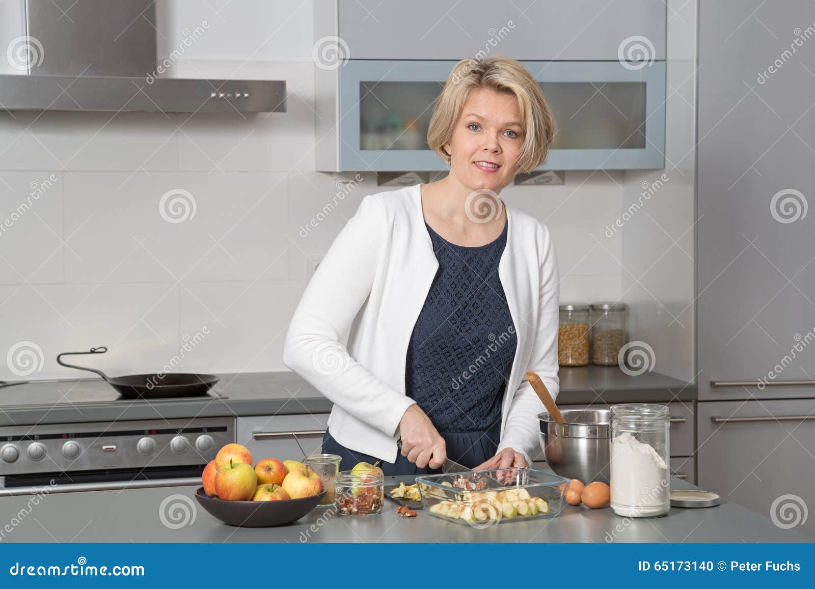 Beautiful Woman in a Modern Kitchen Stock Photo - Image of healthy ...