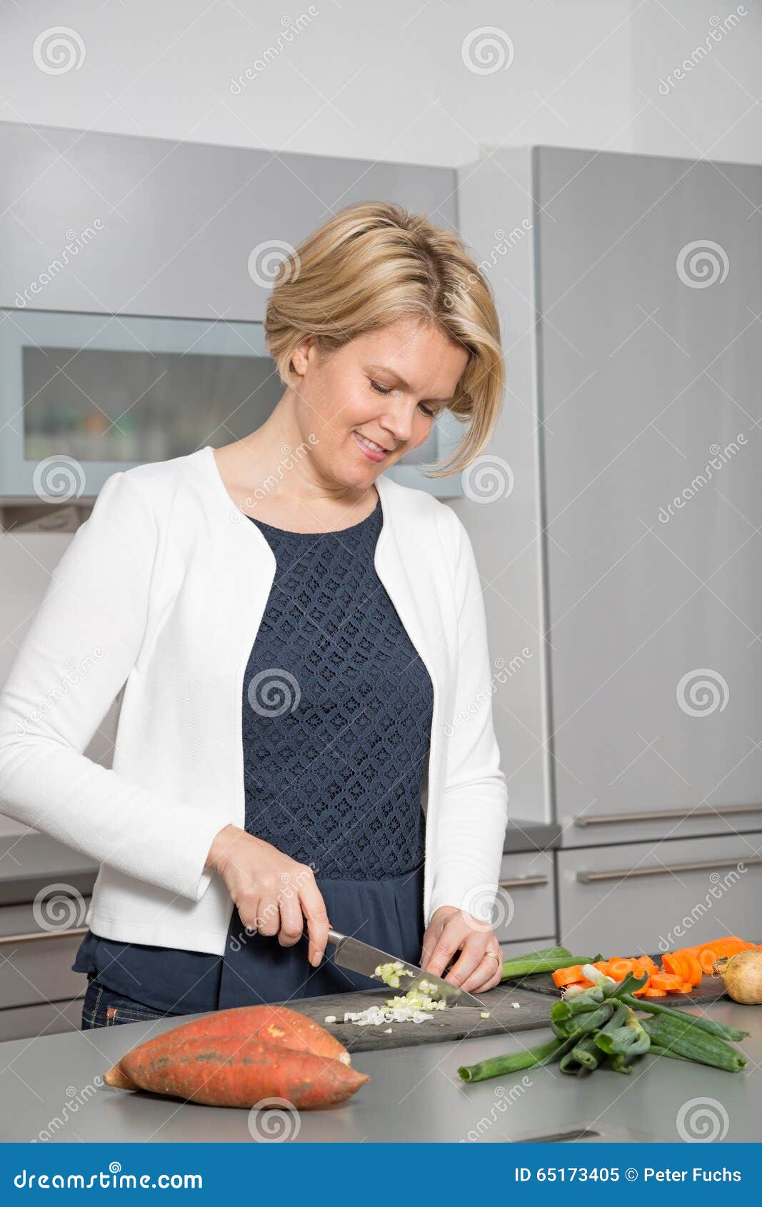Beautiful Woman in a Modern Kitchen Stock Image - Image of food, colour ...