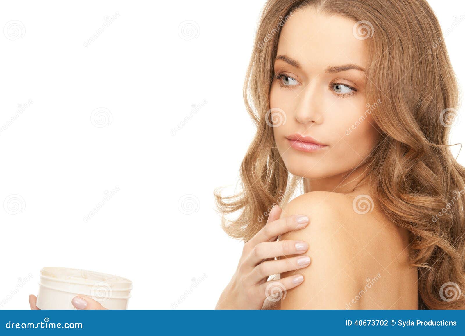 Beautiful Woman with Moisturizing Creme Stock Photo - Image of female ...