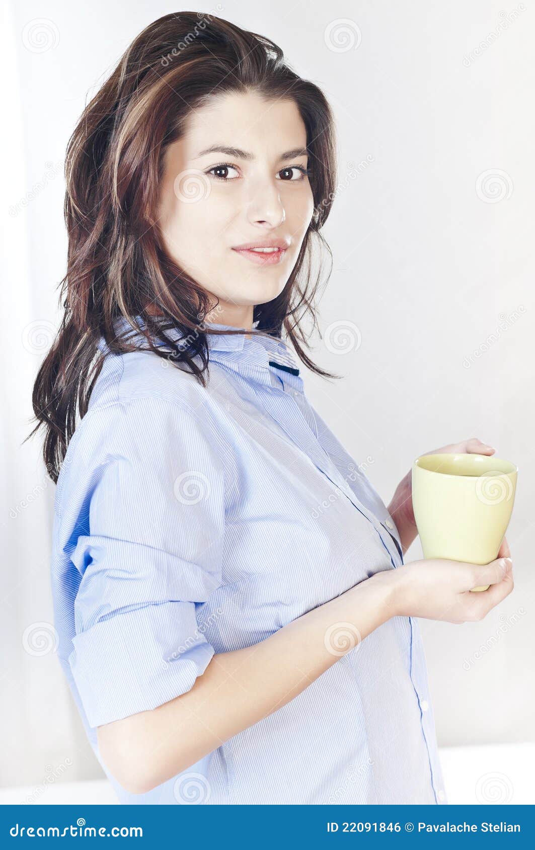 Beautiful Woman with the Morning Coffee Stock Photo - Image of aromatic ...