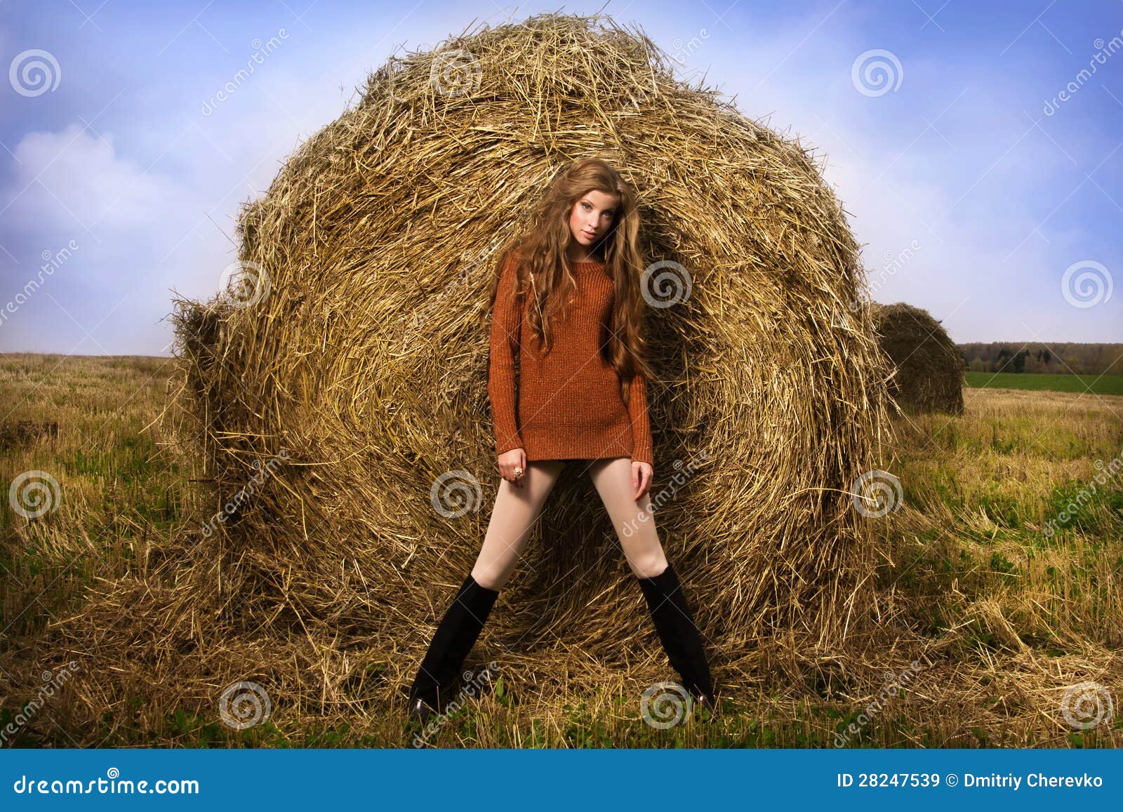 Beautiful Woman Near a Haystack Stock Image - Image of natural, adult ...