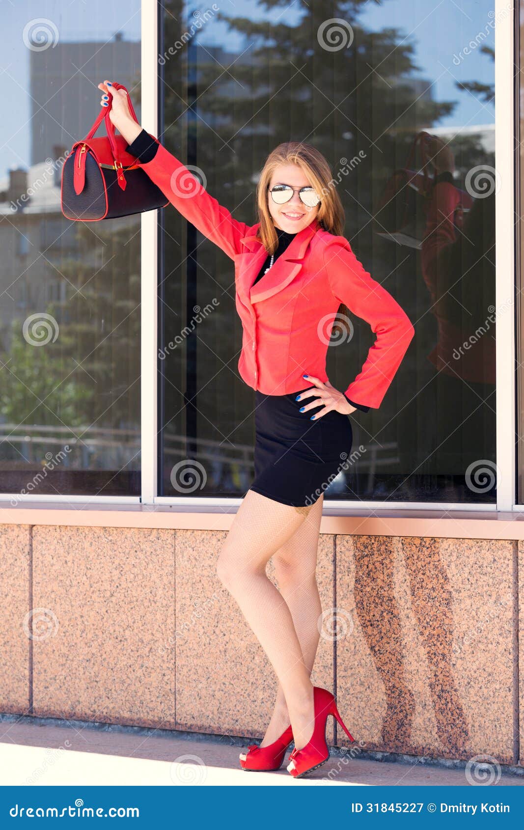 Beautiful Woman Near a Modern Building Stock Image - Image of beautiful ...