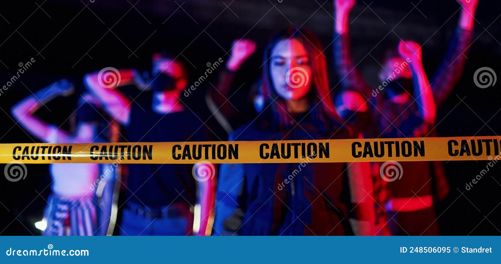 Beautiful Woman Near Police Border Line. Group of Protesting Young ... Beautiful Woman Near Police Border Line. Group of Protesting Young ...