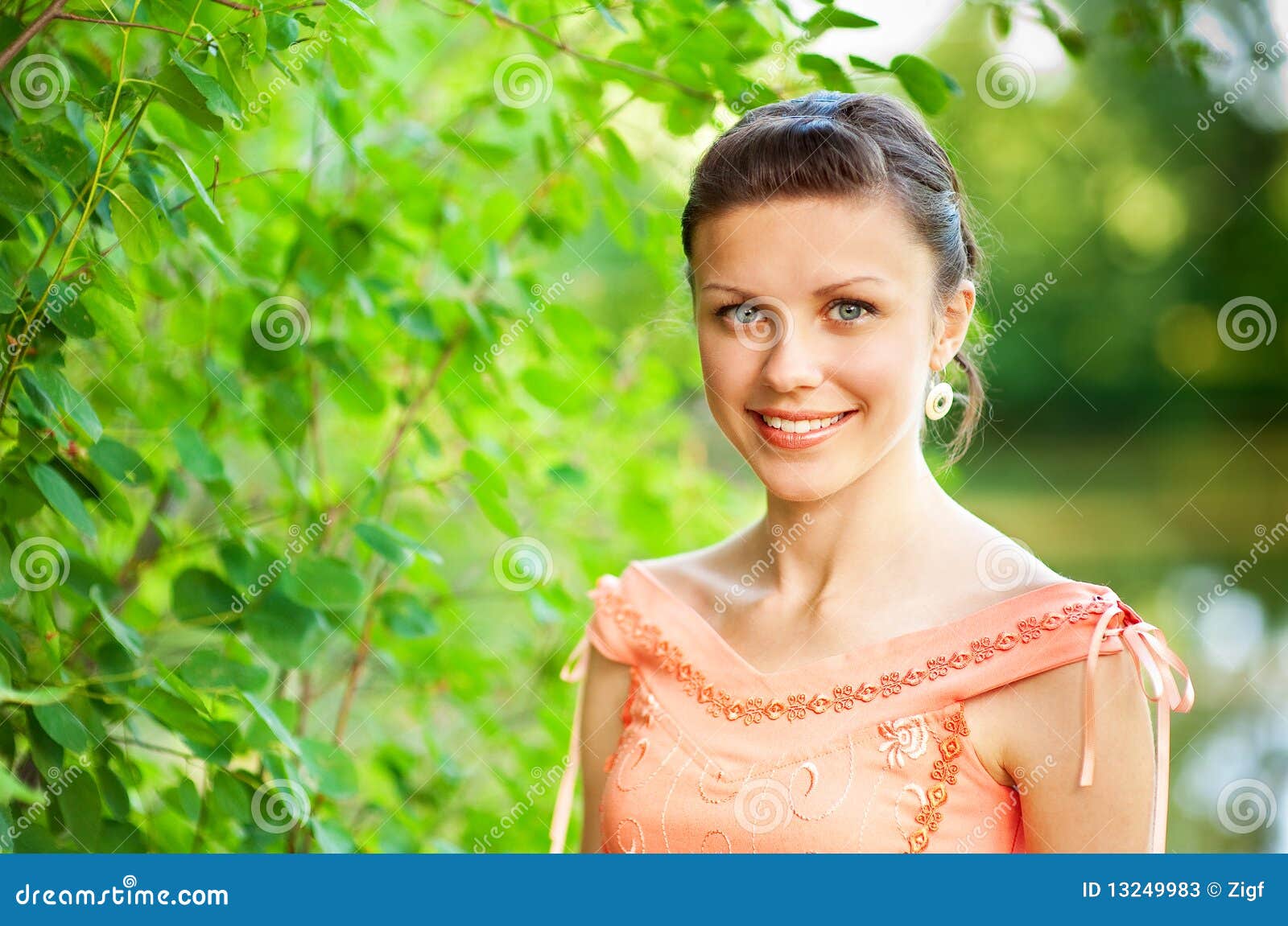 Beautiful woman near river stock image. Image of hair - 13249983