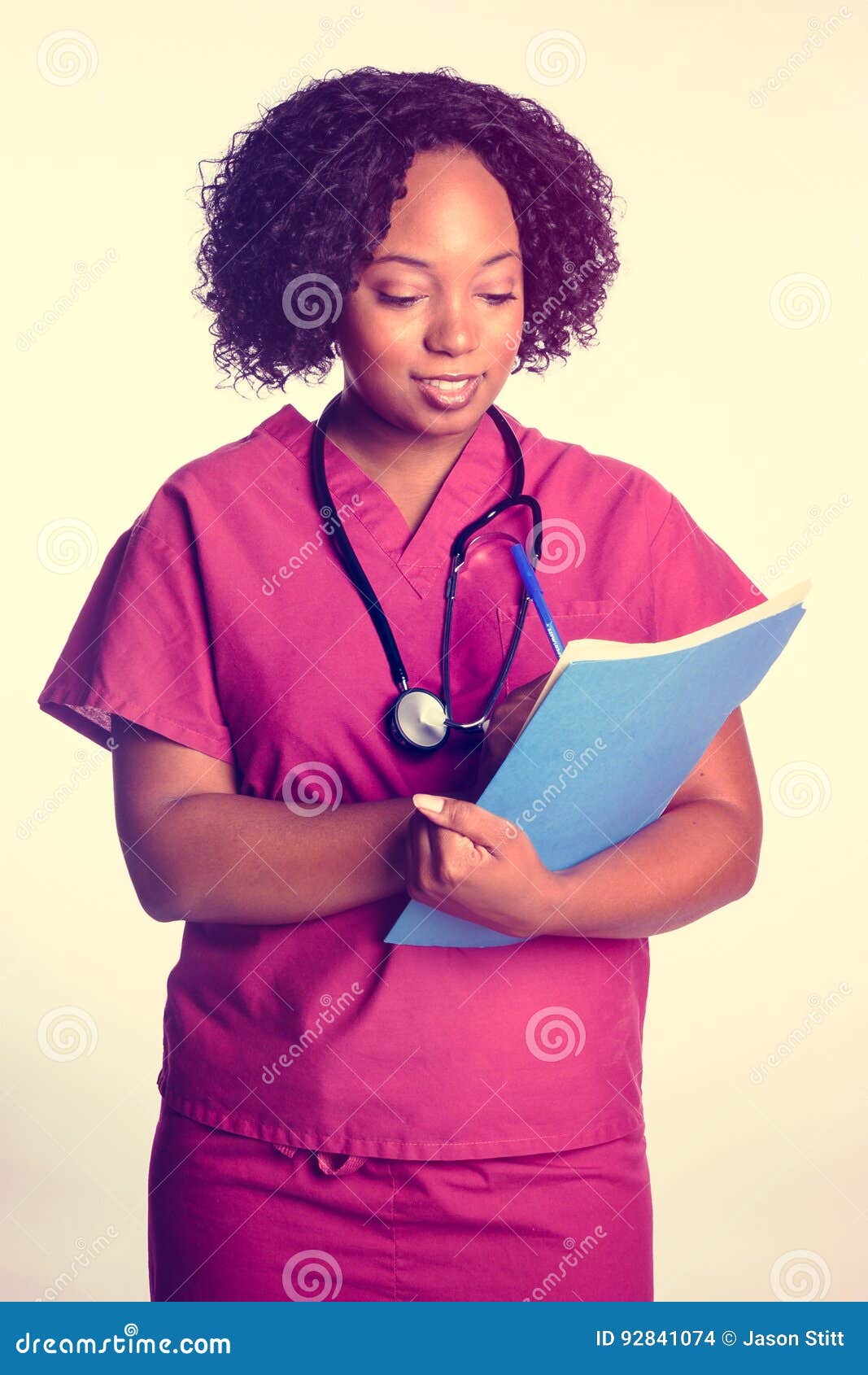 Beautiful Woman Nurse stock photo. Image of people, scrubs - 92841074