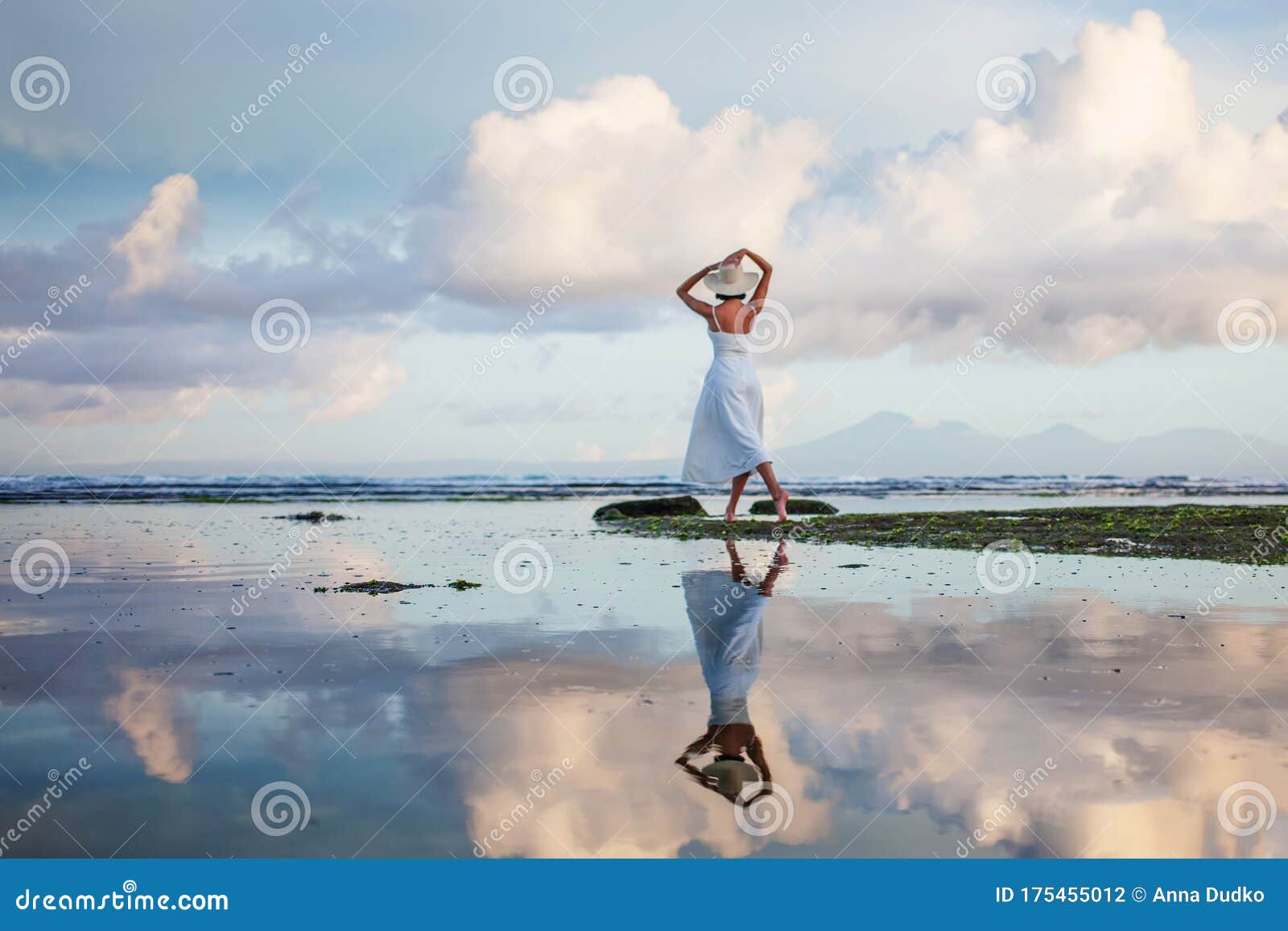 Beautiful Woman by the Ocean at Sunset Stock Photo - Image of freedom ...