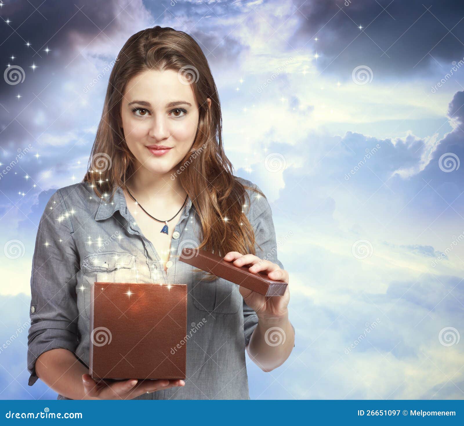 Beautiful Woman Opening a Gift Box Stock Image - Image of open, gift ...