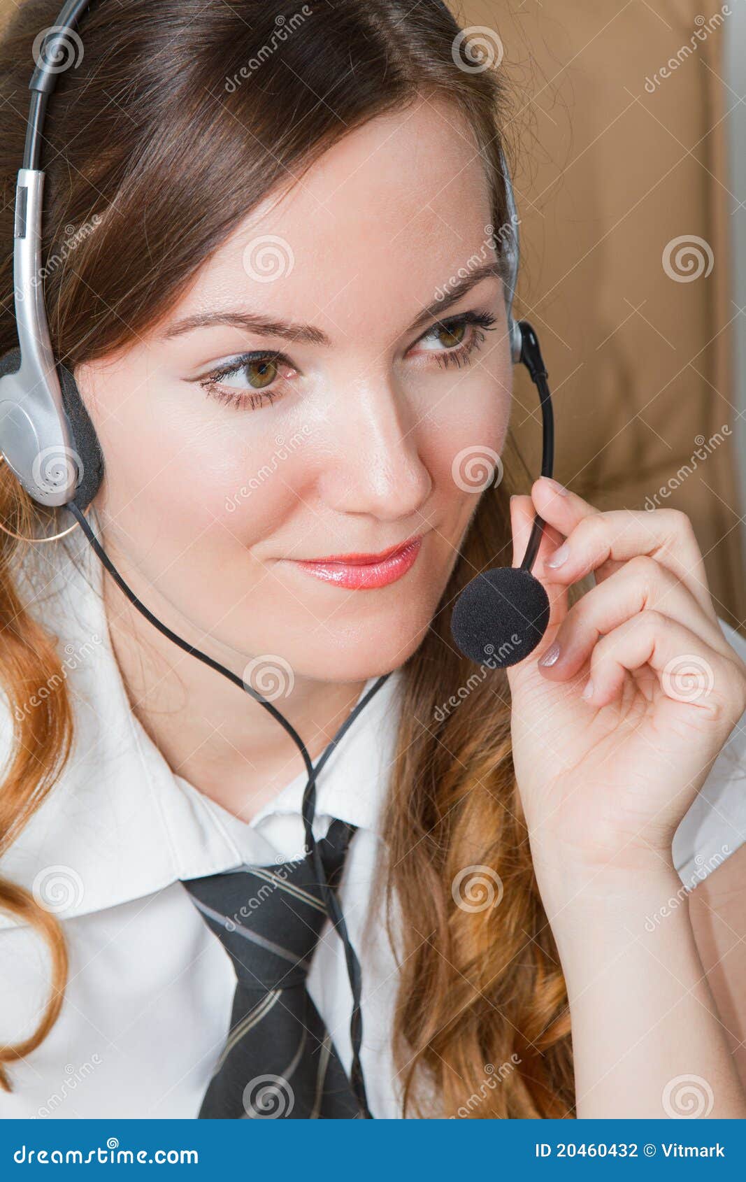 Beautiful Woman - Operator in Headphones Stock Photo - Image of girl ...