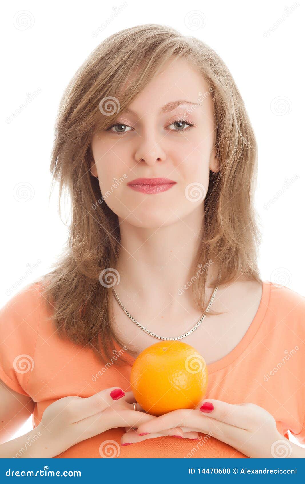 Beautiful Woman with an Orange. Stock Photo - Image of citrus, skin ...