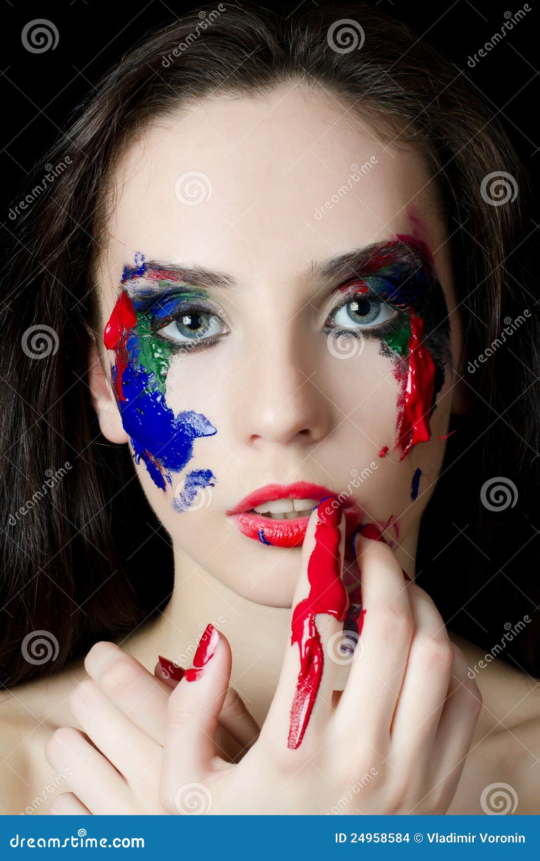 The Beautiful Woman with a Paint on the Face Stock Photo - Image of ...
