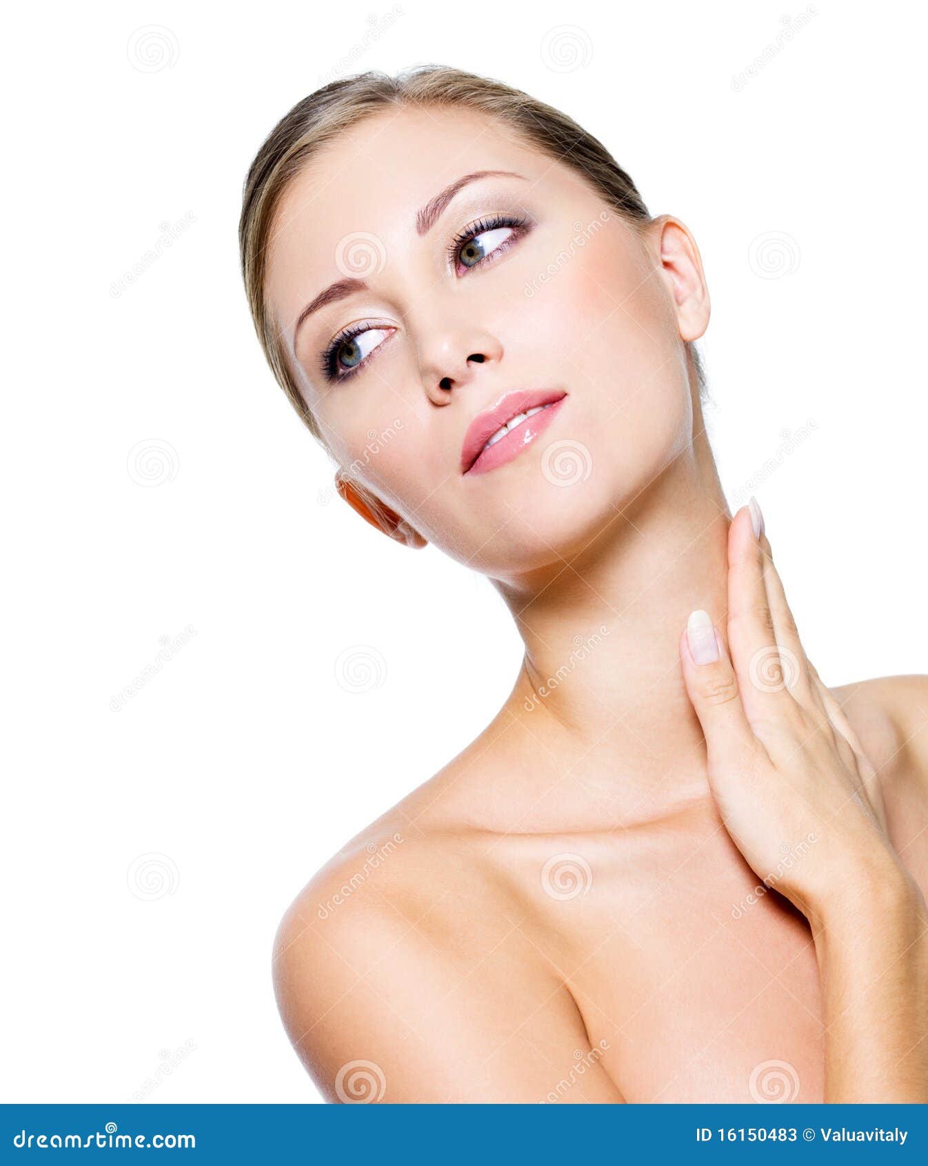 Beautiful Woman Pampering the Neck Stock Image - Image of cosmetic ...