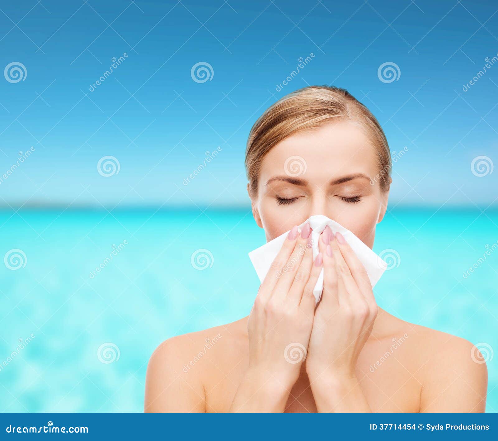 Beautiful Woman with Paper Tissue Stock Photo - Image of female, care ...