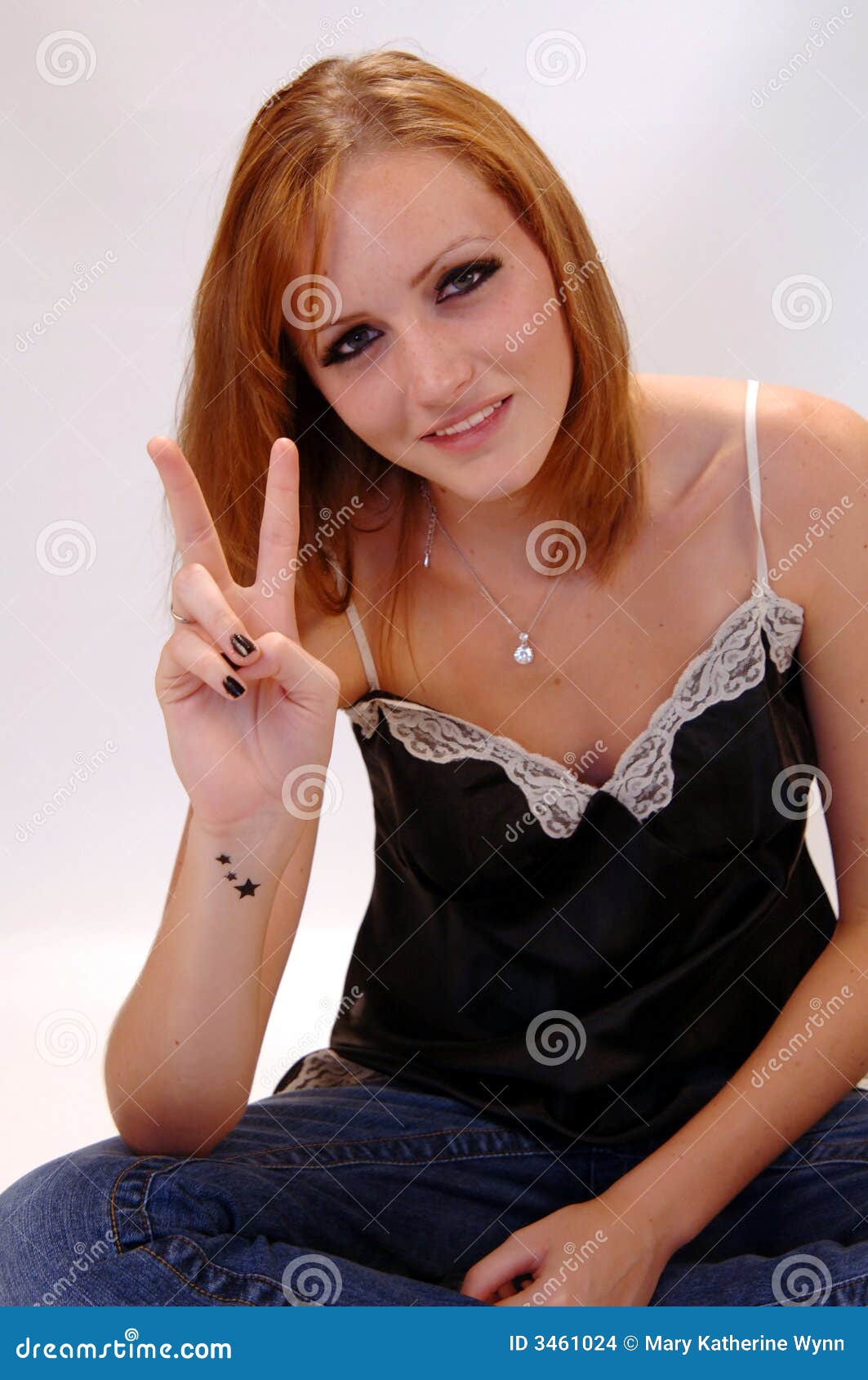 Beautiful woman peace sign stock photo. Image of dramatic - 3461024
