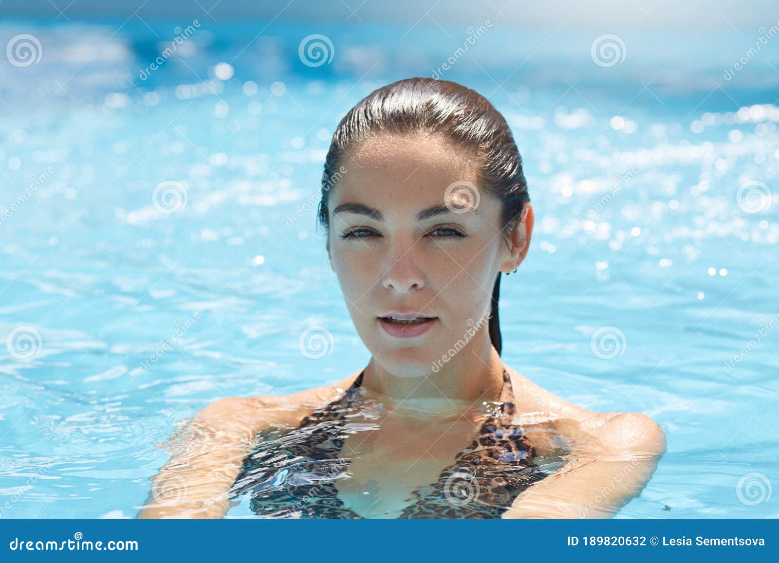 Beautiful Woman With Perfect Body In Stylish Bikini Relaxing In