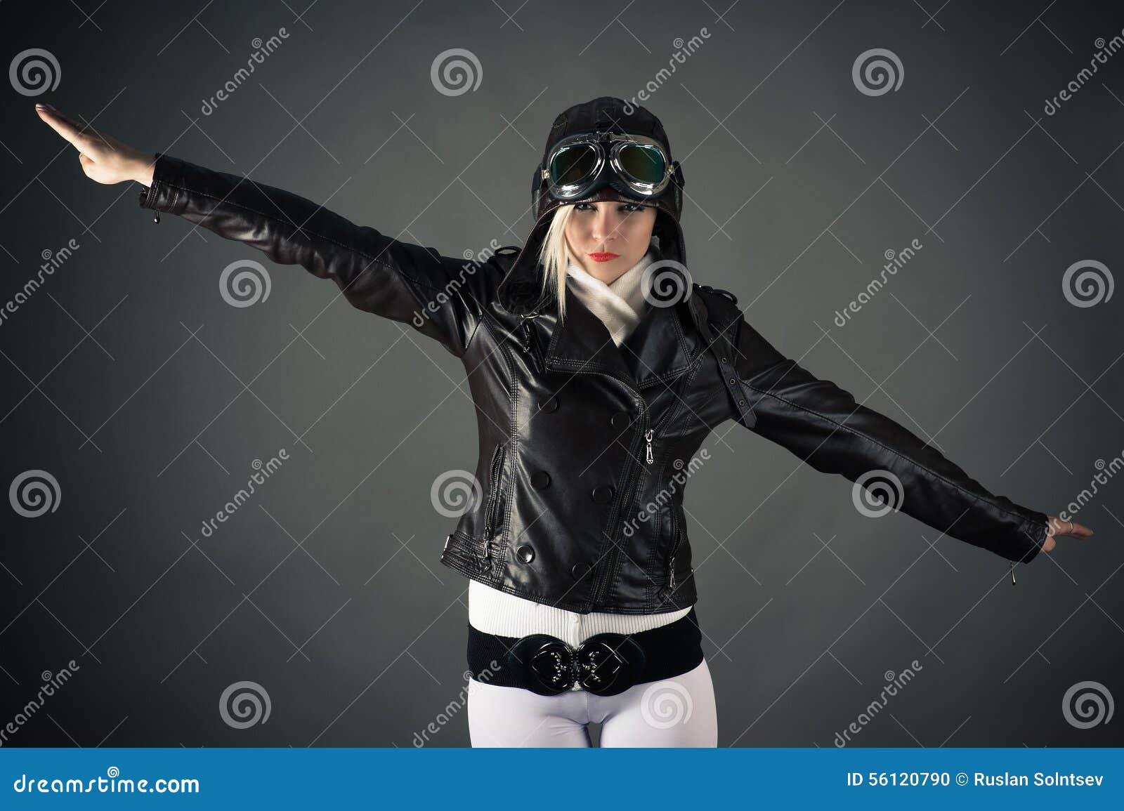 Beautiful Woman Pilot Flying Stock Photo - Image of flying, attractive ...